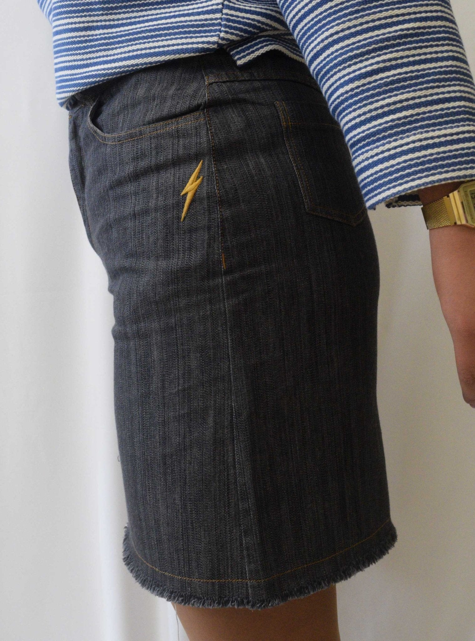 Lightning Bolt | Short Denim Skirt